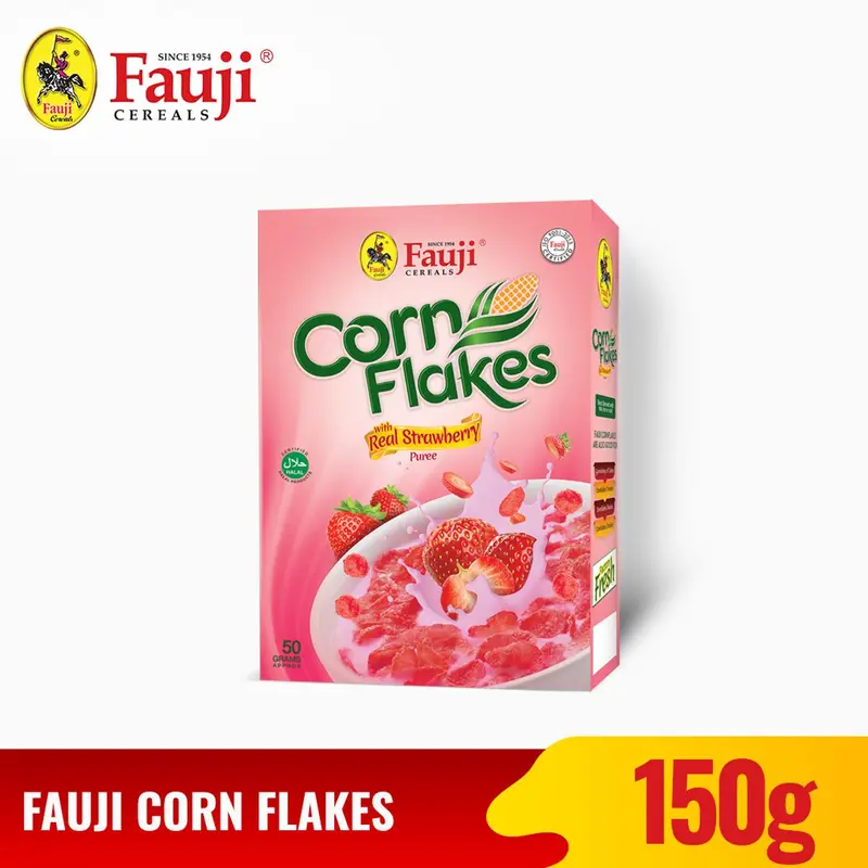 FAUJI CEREALS CORN FLAKES STRAWBERRY 150G – alfarooqshoppingmall